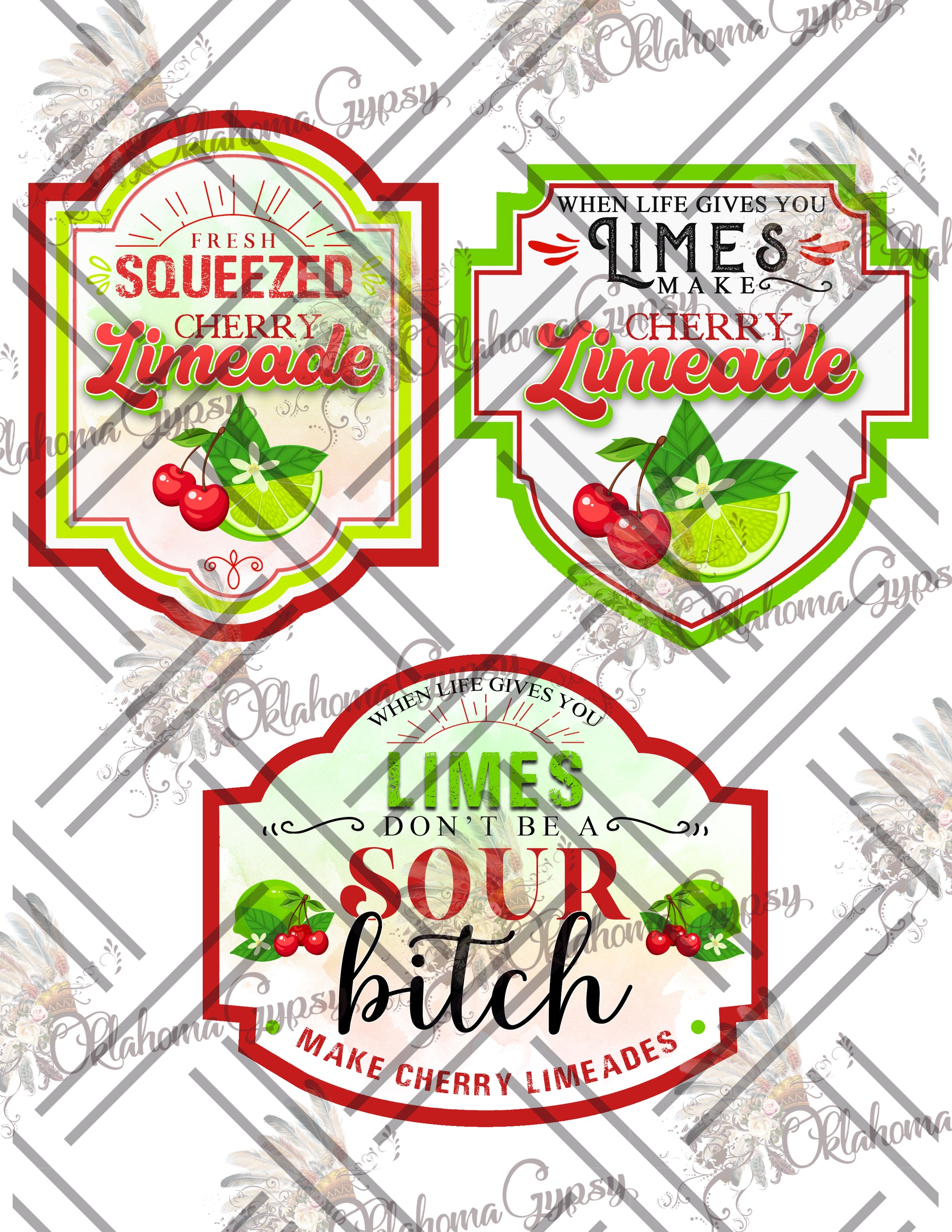 Cherry Limeade Labels Digital File – Oklahoma Gypsy Designs