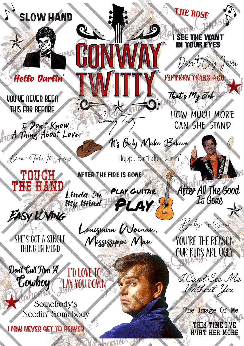 Conway Twitty Inspired Top Hits Digital File – Oklahoma Gypsy Designs