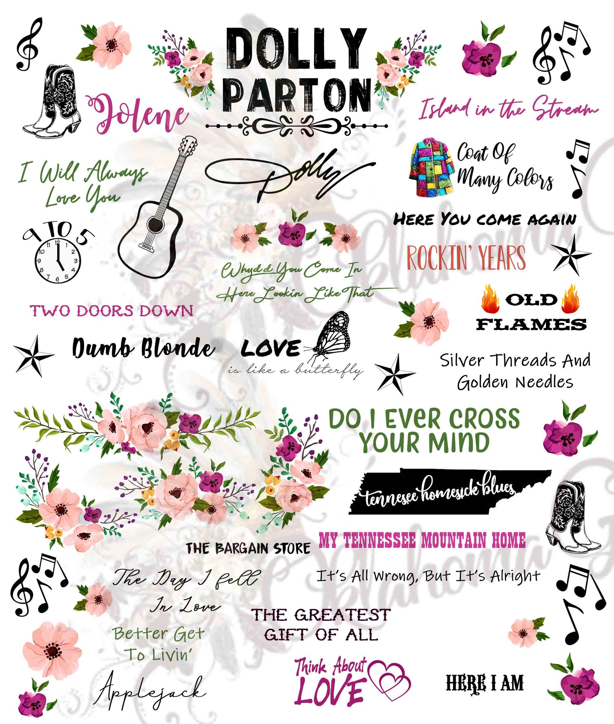Dolly Parton Inspired Top Hits Digital File – Oklahoma Gypsy Designs