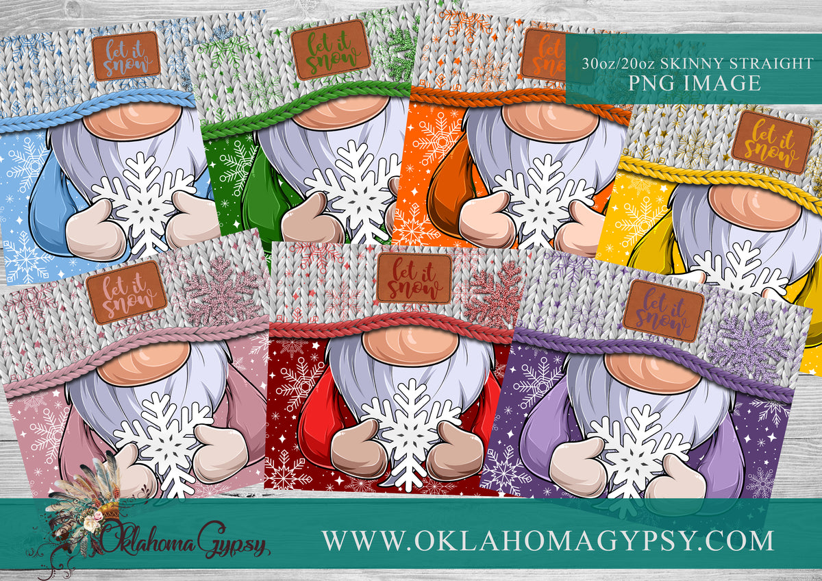 Snowflake Let It Snow Gnome Collection Digital File Wraps – Oklahoma ...