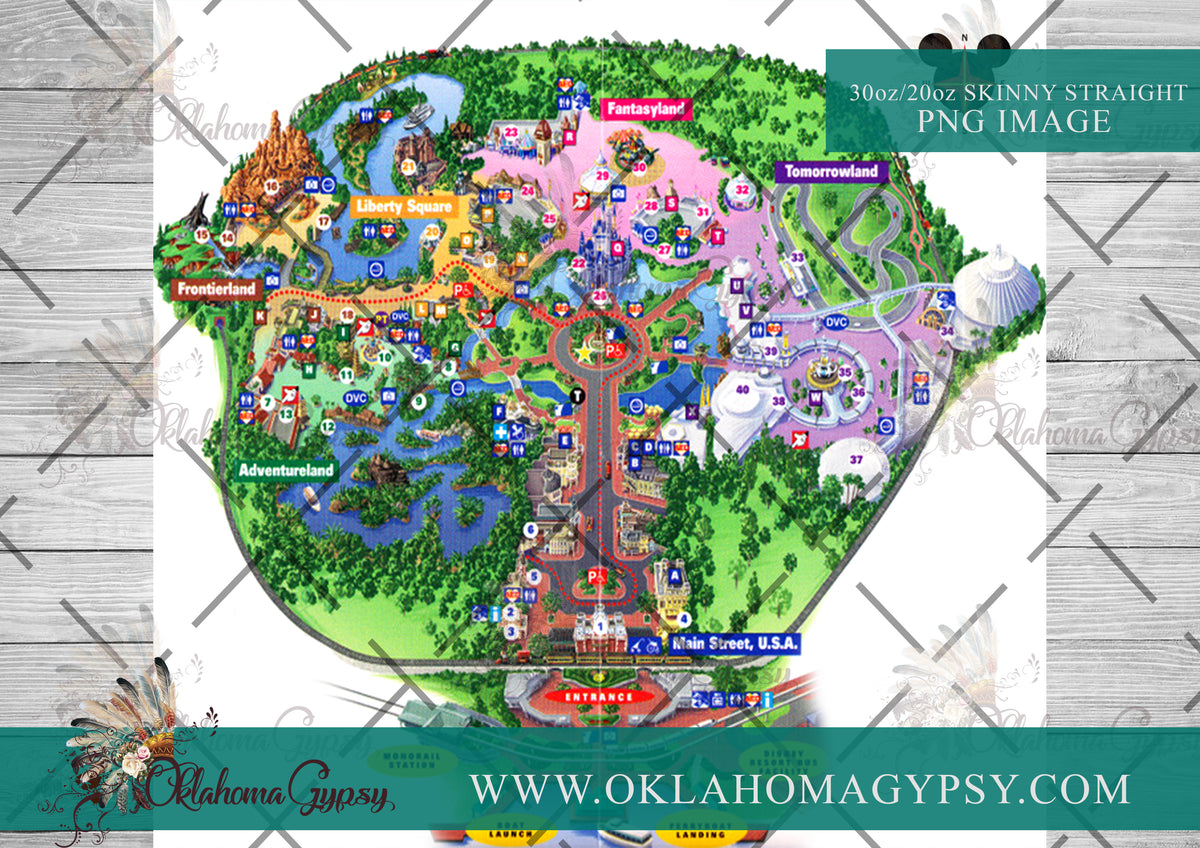 Disney Parks Map Florida Inspired Digital File Wraps – Oklahoma Gypsy ...