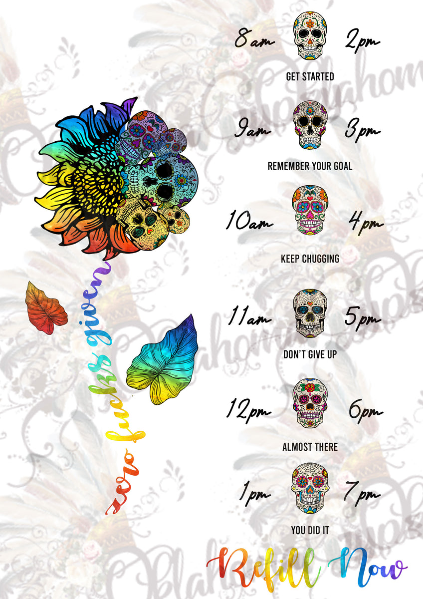 Rainbow Sunflower Skull Hydration Digital File – Oklahoma Gypsy Designs