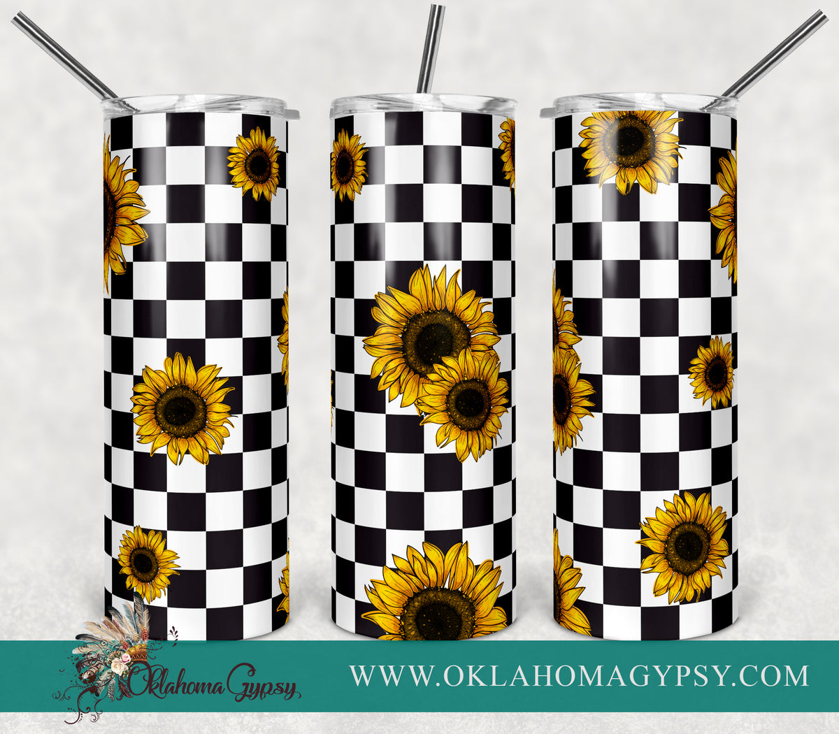 Sunflower Checkerboard Digital File Wraps – Oklahoma Gypsy Designs