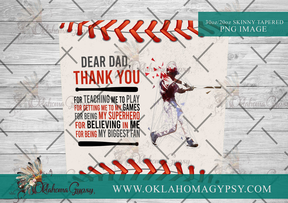 Thank You Dad Poem - Baseball Digital File Wraps – Oklahoma Gypsy Designs