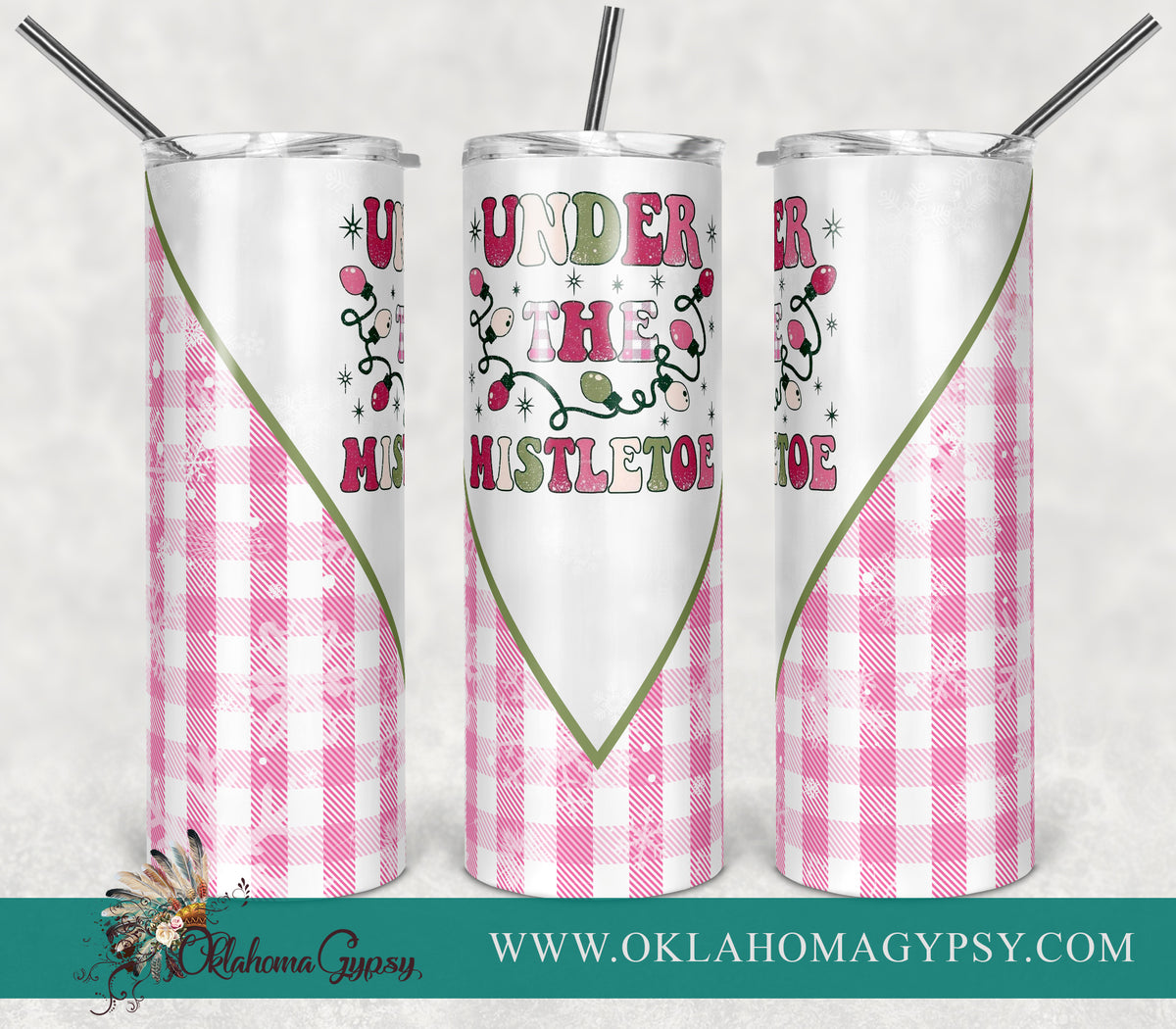Under The Mistletoe Pink Plaid Digital File Wraps – Oklahoma Gypsy Designs