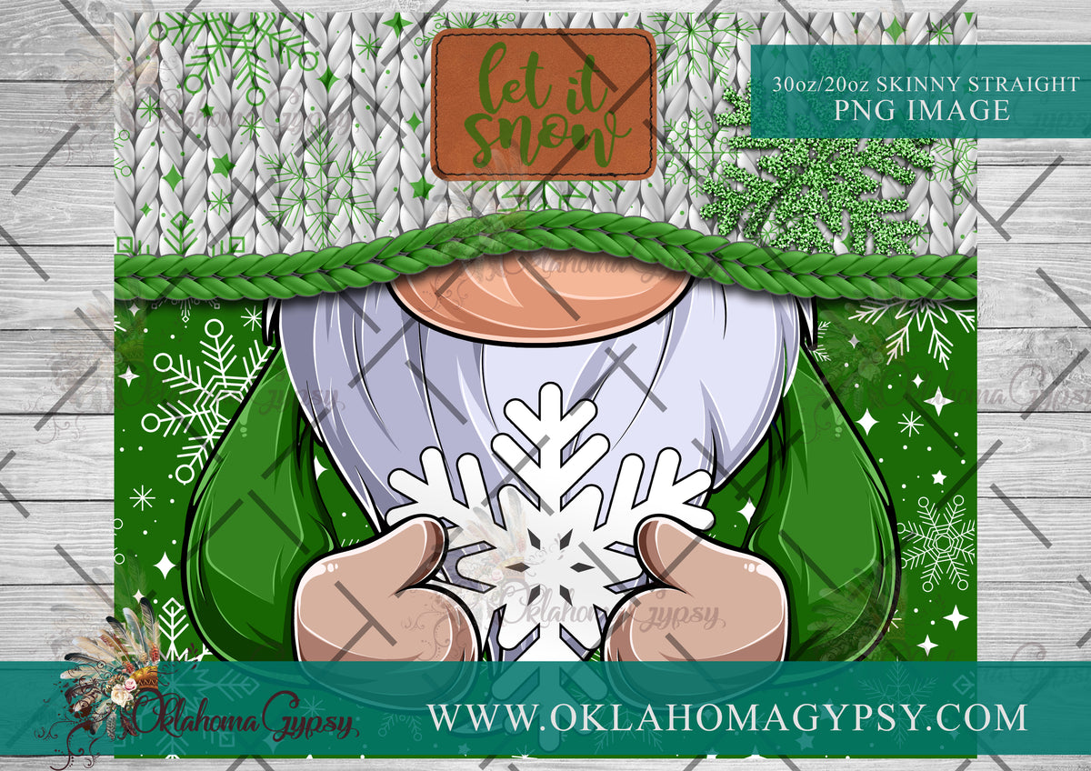 Green Snowflake Let It Snow Gnome Digital File Wraps – Oklahoma Gypsy ...