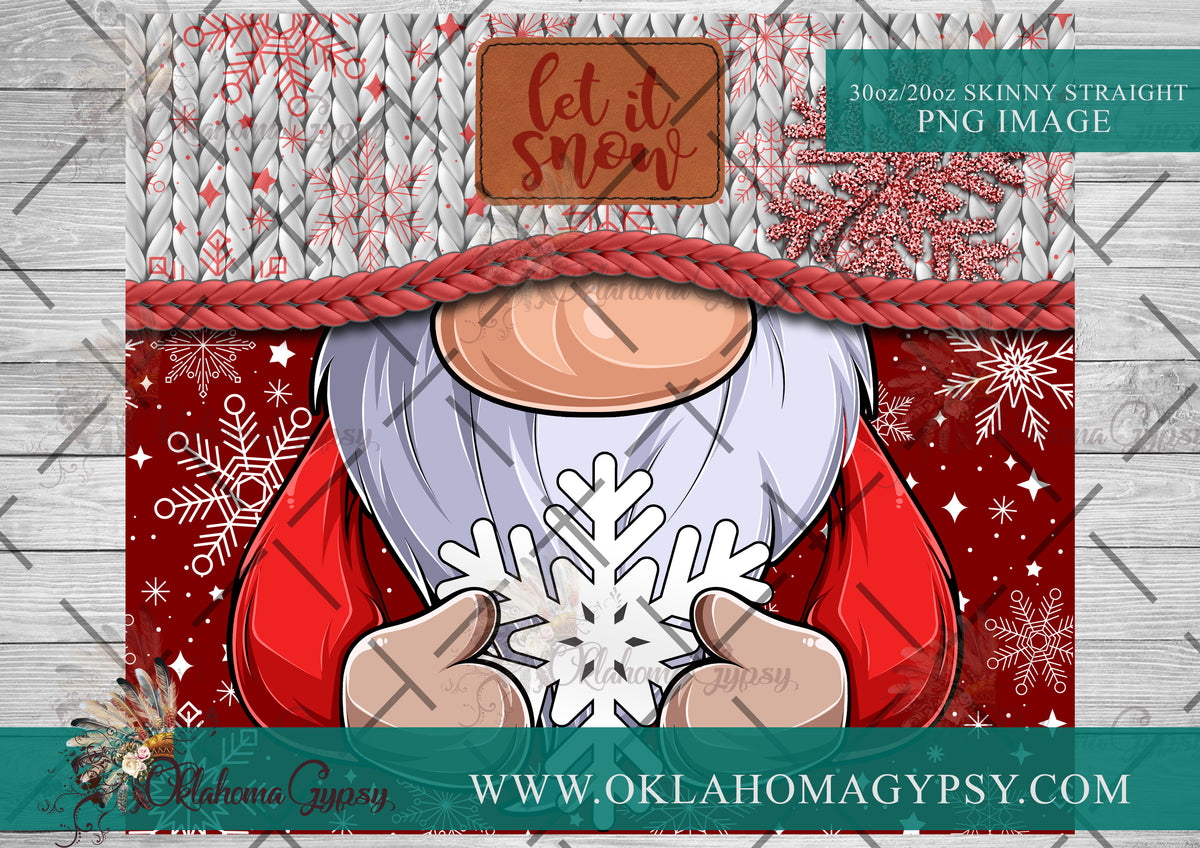 Red Snowflake Let It Snow Gnome Digital File Wraps – Oklahoma Gypsy Designs